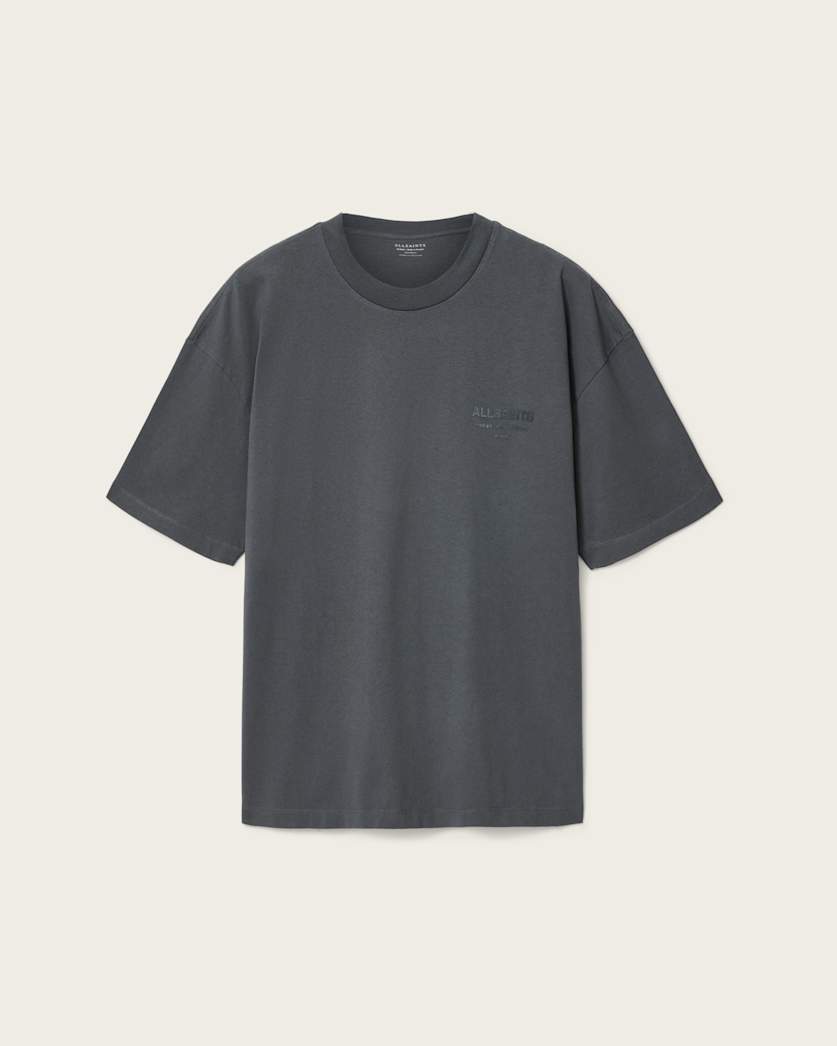 Xander Flocked Logo Oversized T-Shirt DARK STEEL BLUE | ALLSAINTS US